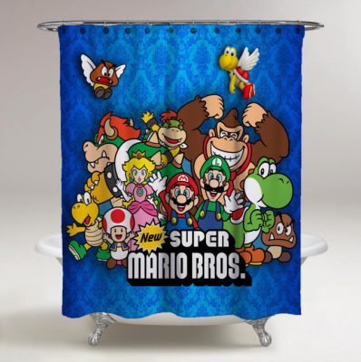 Super Mario Bros All Character Shower Curtains KM - Kendrablanca
